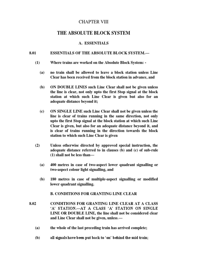 The Absolute Block System | PDF | Transport Safety | Railway Safety
