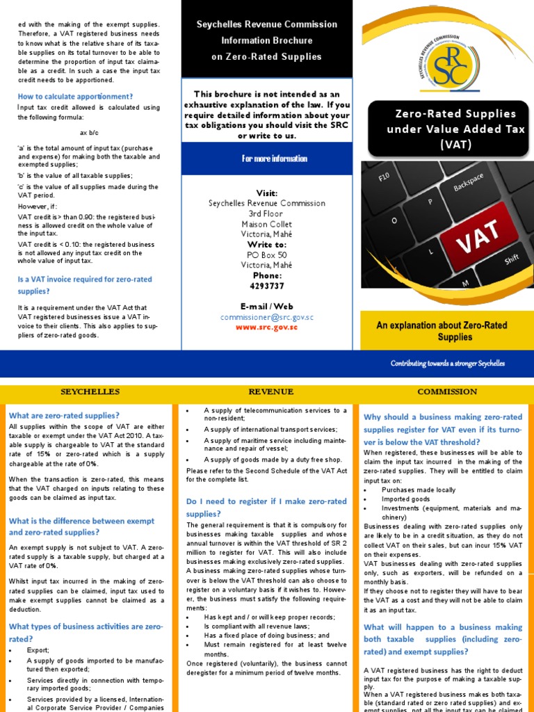 Vat Zero Rated Supplies | PDF | Value Added Tax | Services (Economics)