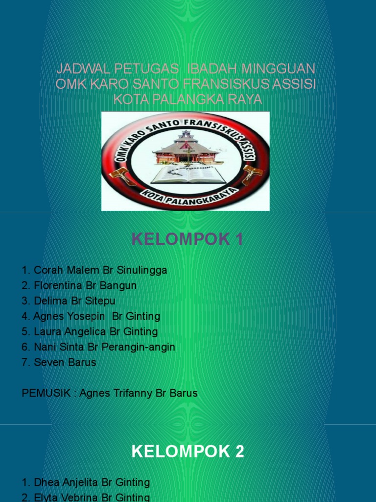 Jadwal Tugas Mingguan OMK | PDF | Gaya Hidup