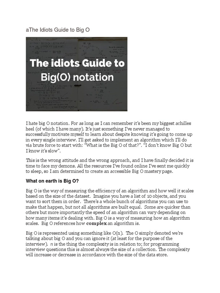 Understanding Big O Notation | PDF | Time Complexity | Programming Language