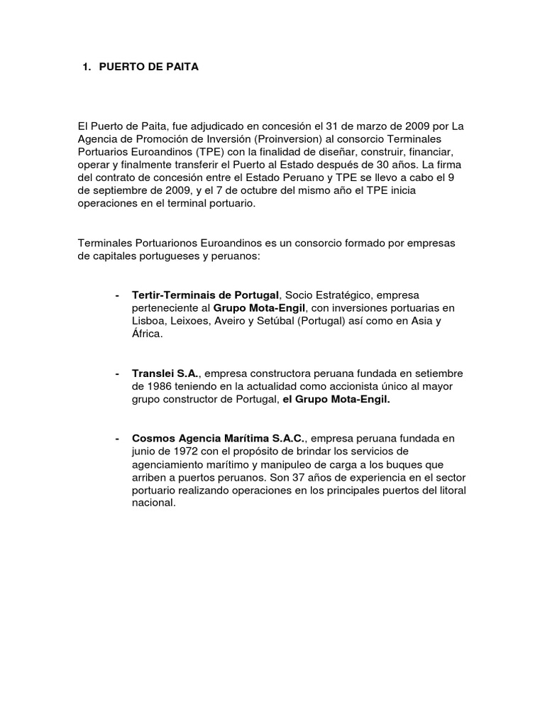 Puerto de Paita | PDF | Portugal | Perú
