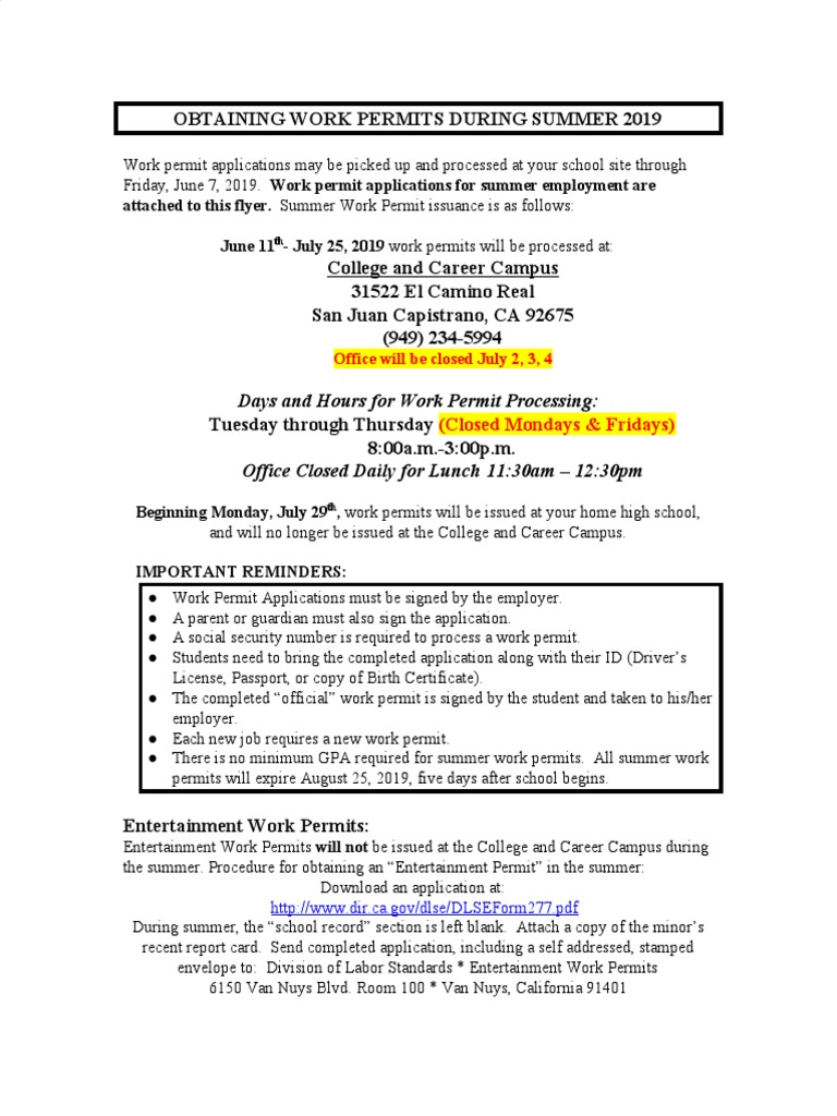 Work Permit Info | PDF