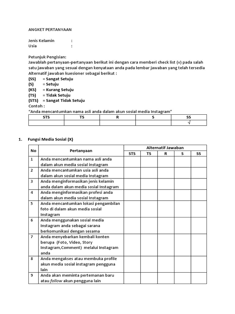Angket Pertanyaan | PDF