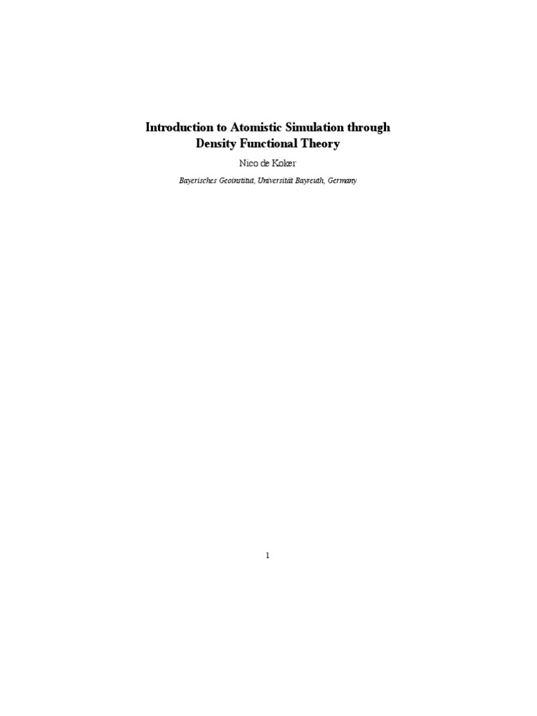 Introduction To Atomistic Simulation Through Density Functional Theory | Download Free PDF ...