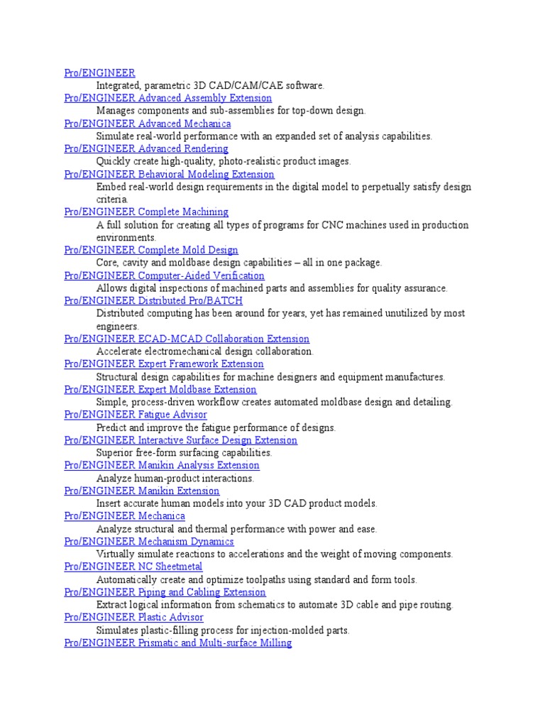 Pro/ENGINEER CAD Software Overview | PDF | Computer Aided Design ...