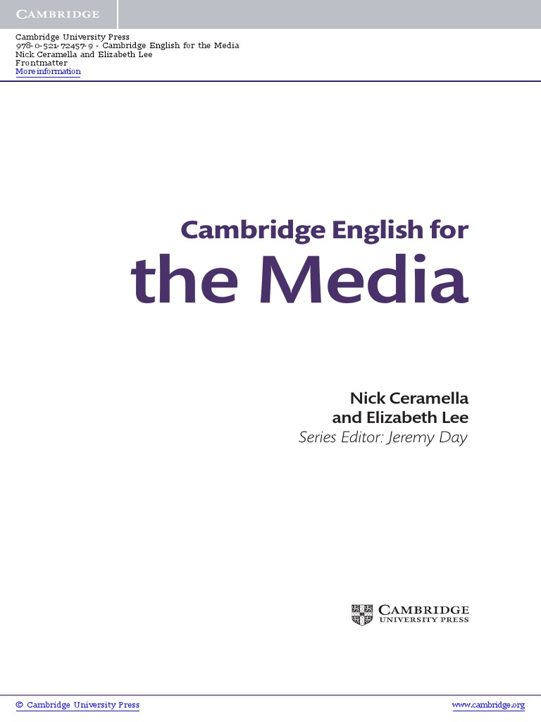 Cambridge English For The Media Intermediate Students Book With Audio ...
