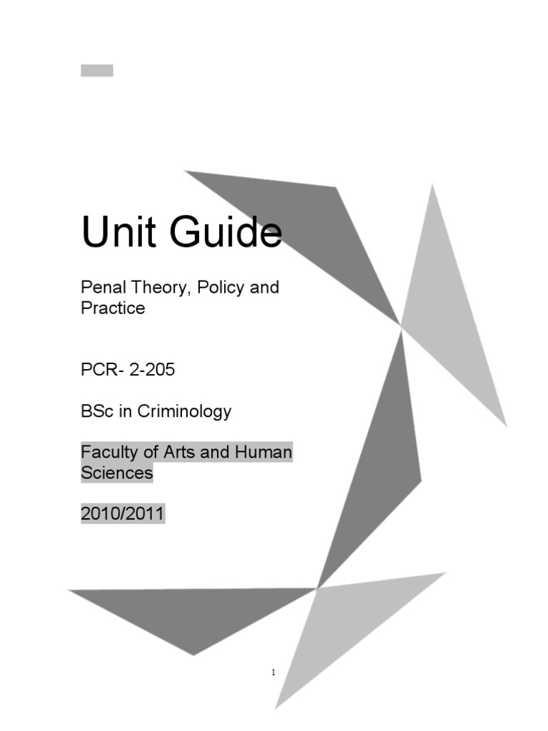 Unit Guide: Penal Theory, Policy and Practice | PDF | Prison | Evaluation