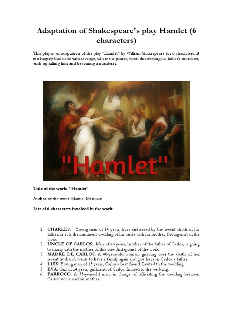 Adaptation of Shakespeare's Play Hamlet (6 Characters) | PDF | Hamlet