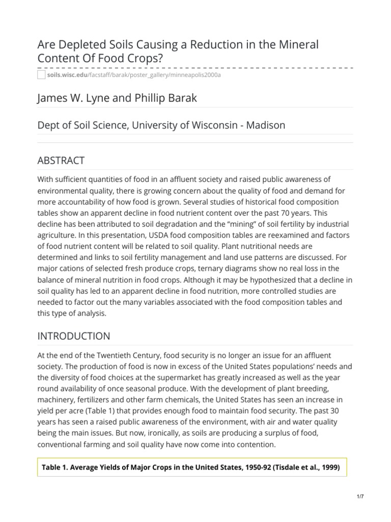 Are Depleted Soils Causing A Reduction in The Mineral Content of Food ...