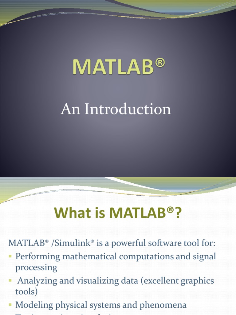 1 - Introduction To MATLAB | PDF | Matlab | Simulation