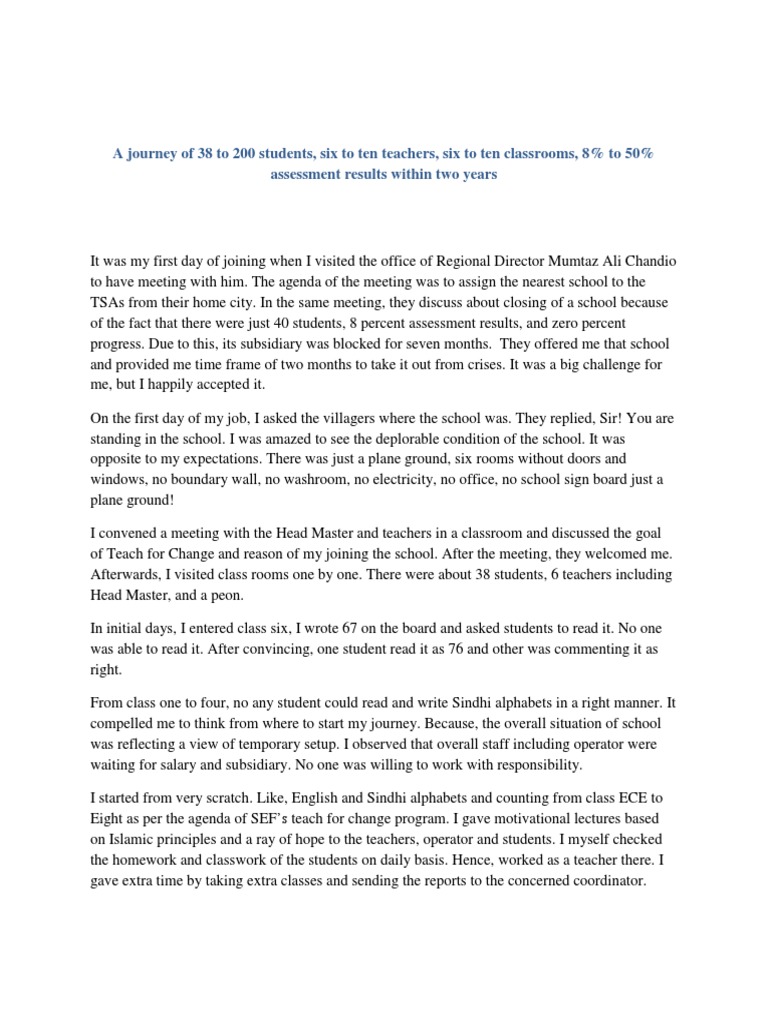 My School Story | PDF | Teachers | Project Based Learning