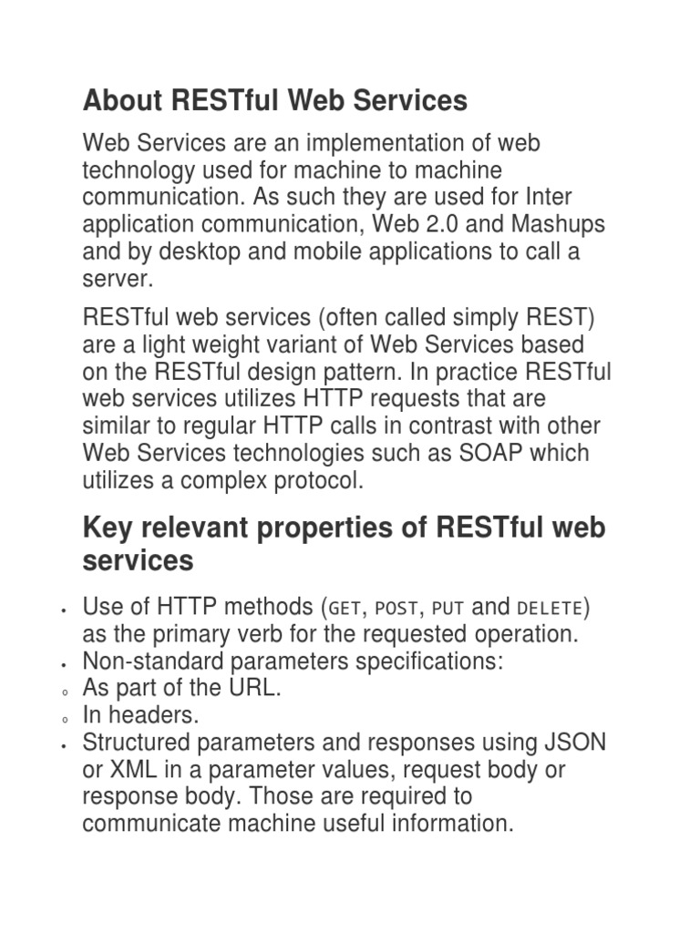 About Restful Web Services Get Post Put Delete PDF