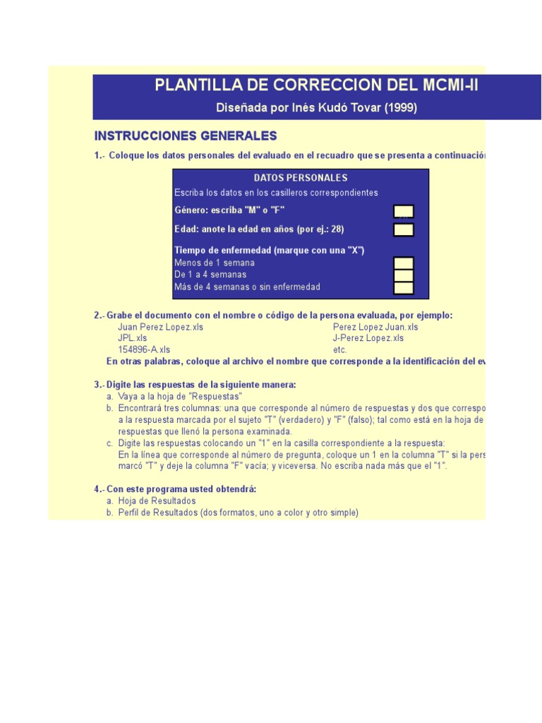 Millon Test MCM-II Sofware Automatizado | PDF | Trastornos mentales y ...