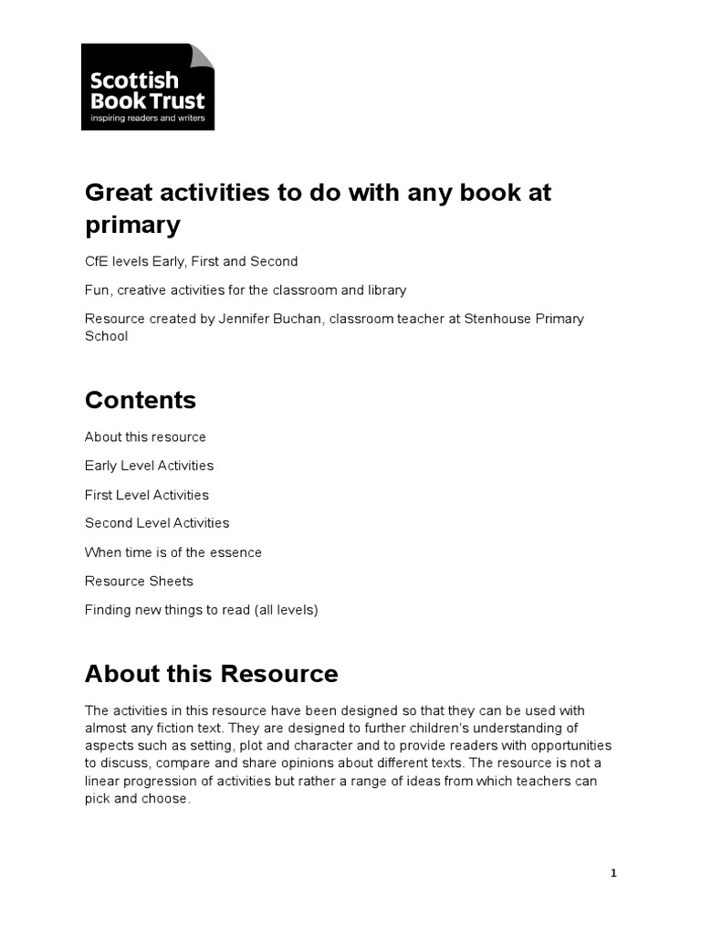 10 Things To Do With A Book - Primary Learning Resource | PDF | Books