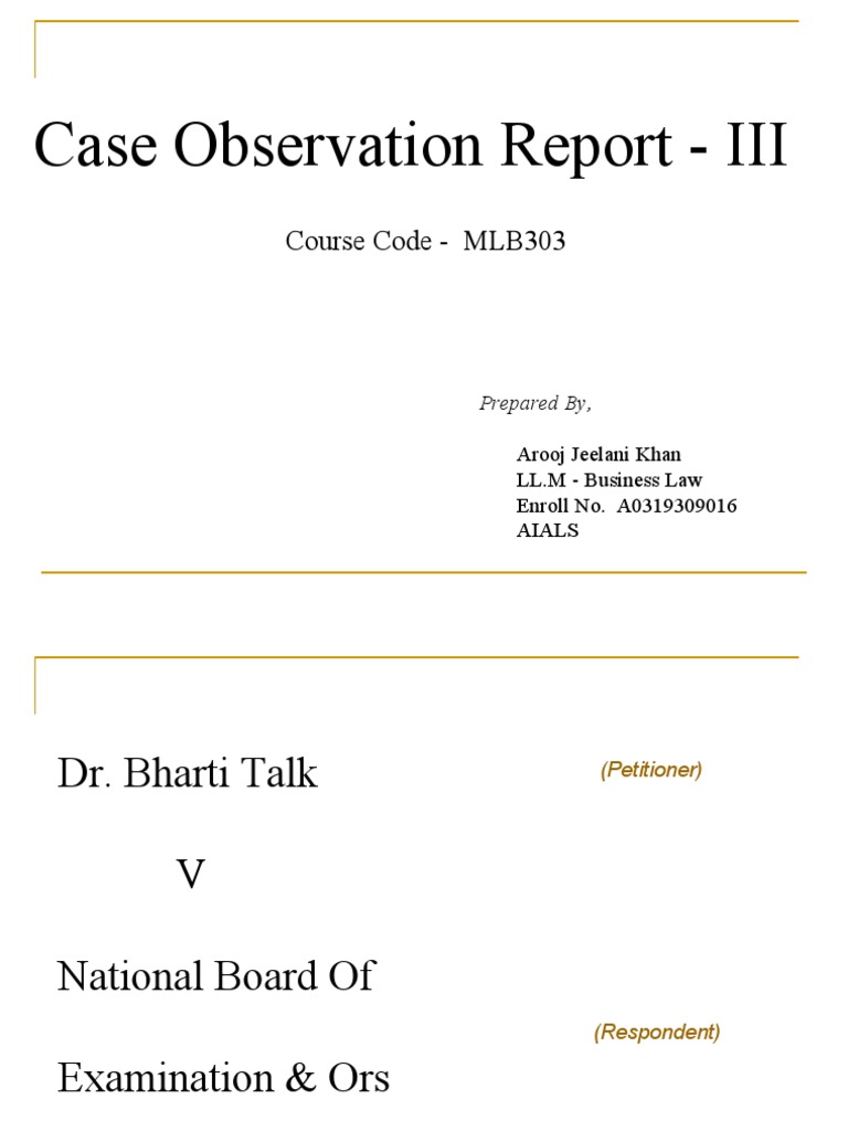 Case Observation Report - III: Course Code - MLB303 | PDF | Test ...