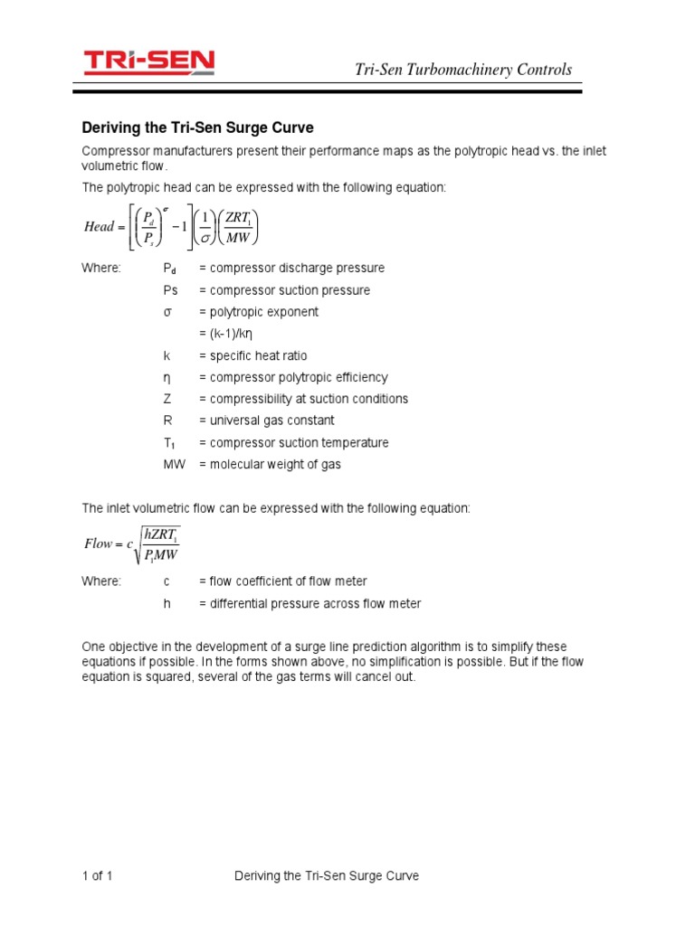 Tri-Sen Surge Curve Derivation Guide | PDF | Gases | Classical Mechanics