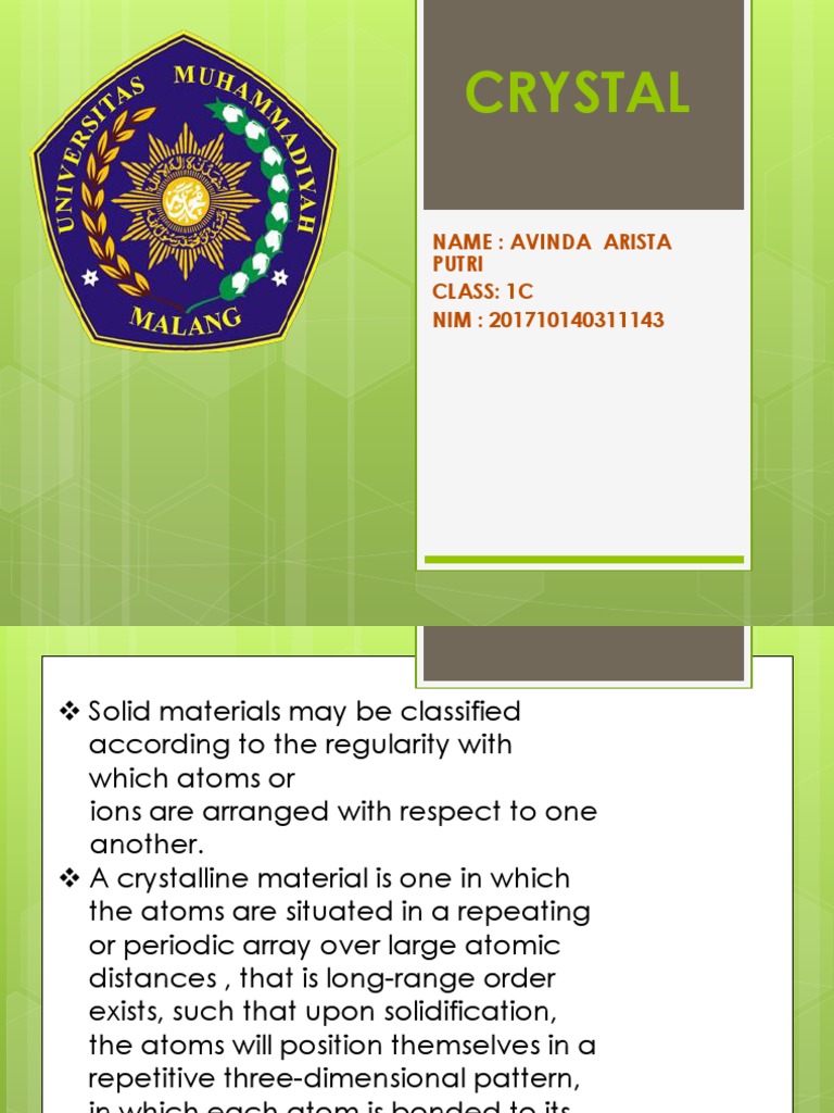 Crystal: Name: Avinda Arista Putri Class: 1C NIM: 201710140311143 | PDF ...