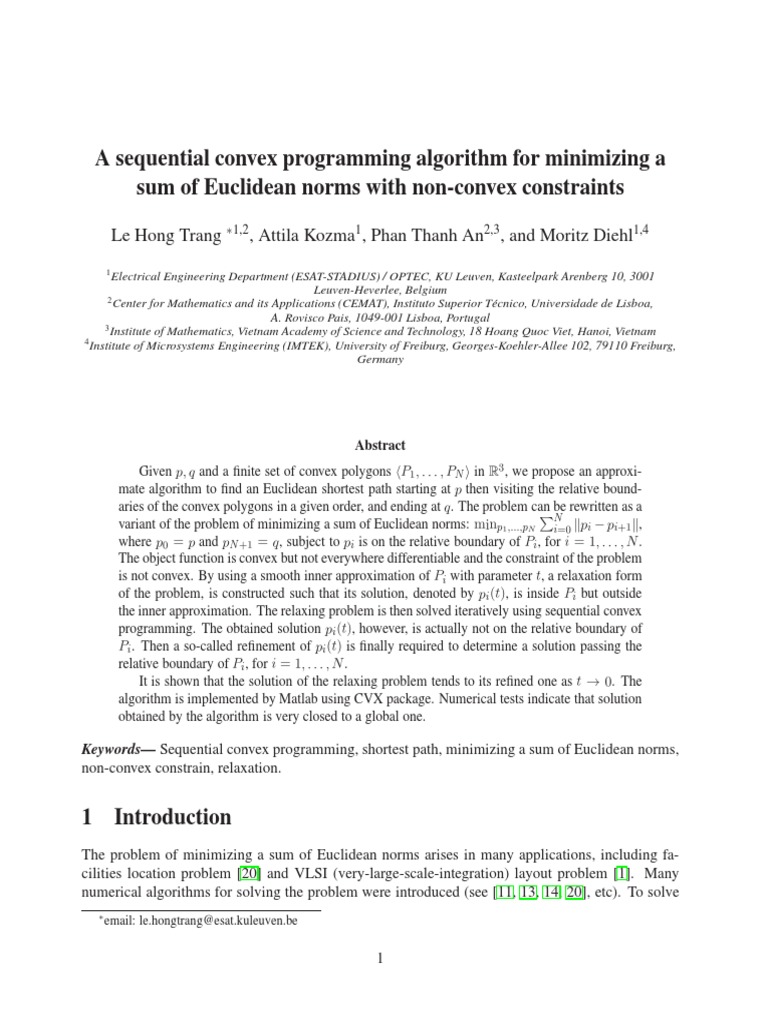 A Sequential Convex Programming Algorithm For Minimizing A Sum Of Euclidean Norms With Non