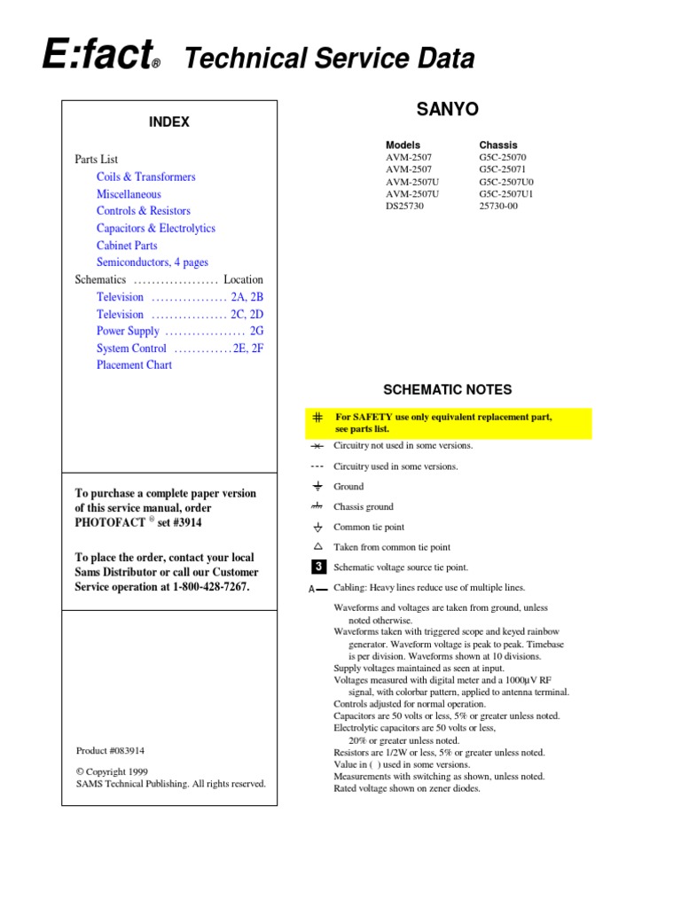 Sanyo DS25730 - AVM-2507 Chassis G5C-25070 - 25071 - 2507 - 25730-00 ...