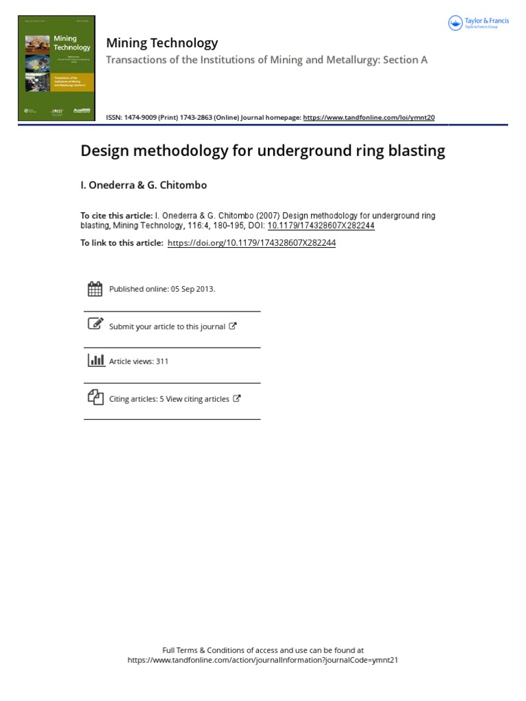 Underground Ring Blasting Design Methodology | PDF | Computer ...