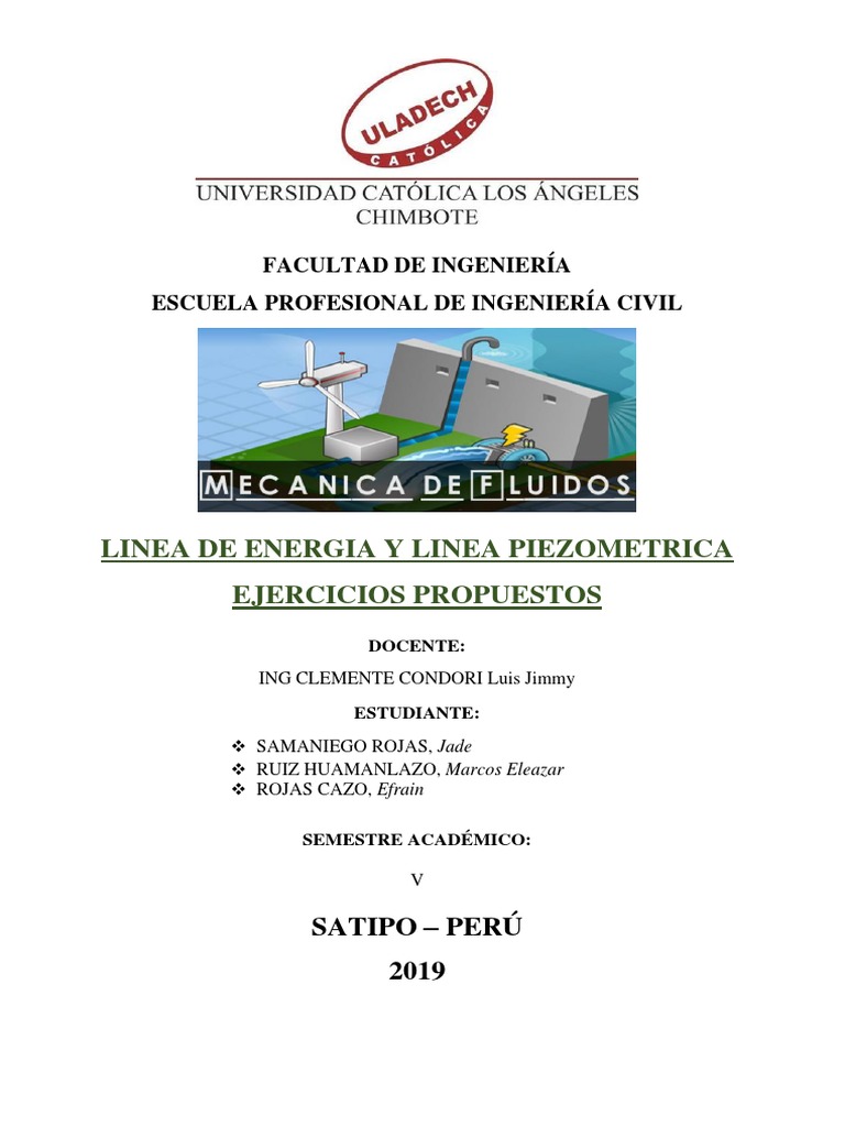 Línea de Energía y Piezométrica en Fluidos | PDF | Presión | Descarga ...