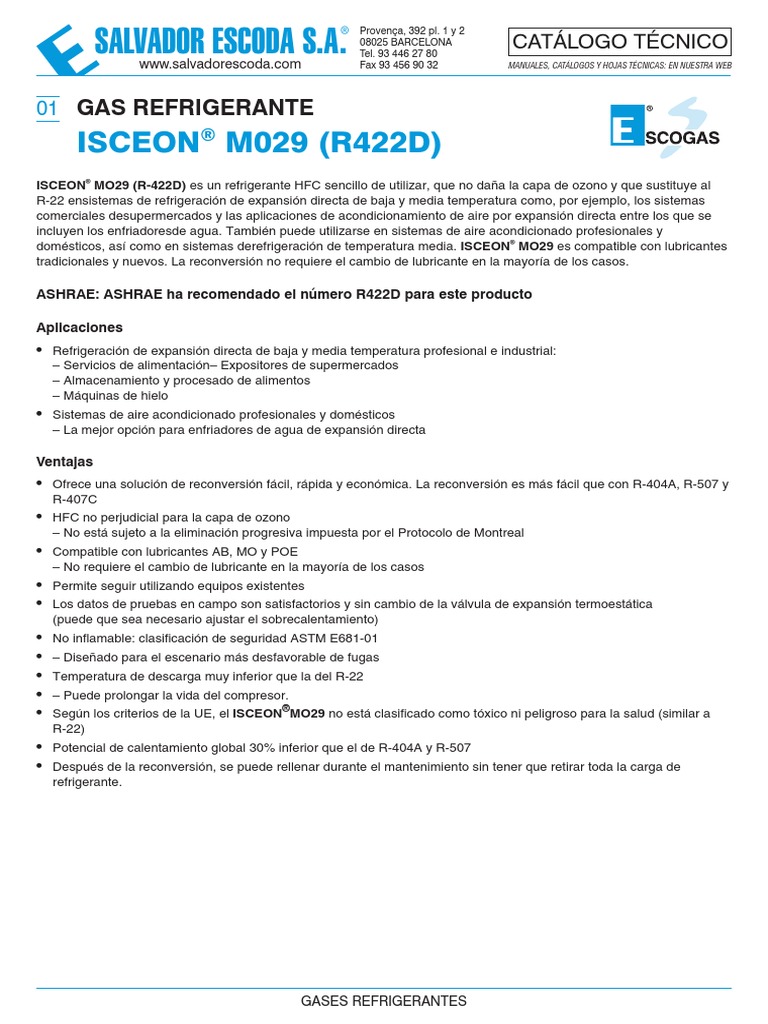 Tec GF01172-175 - R422D | PDF | Refrigeración | Química