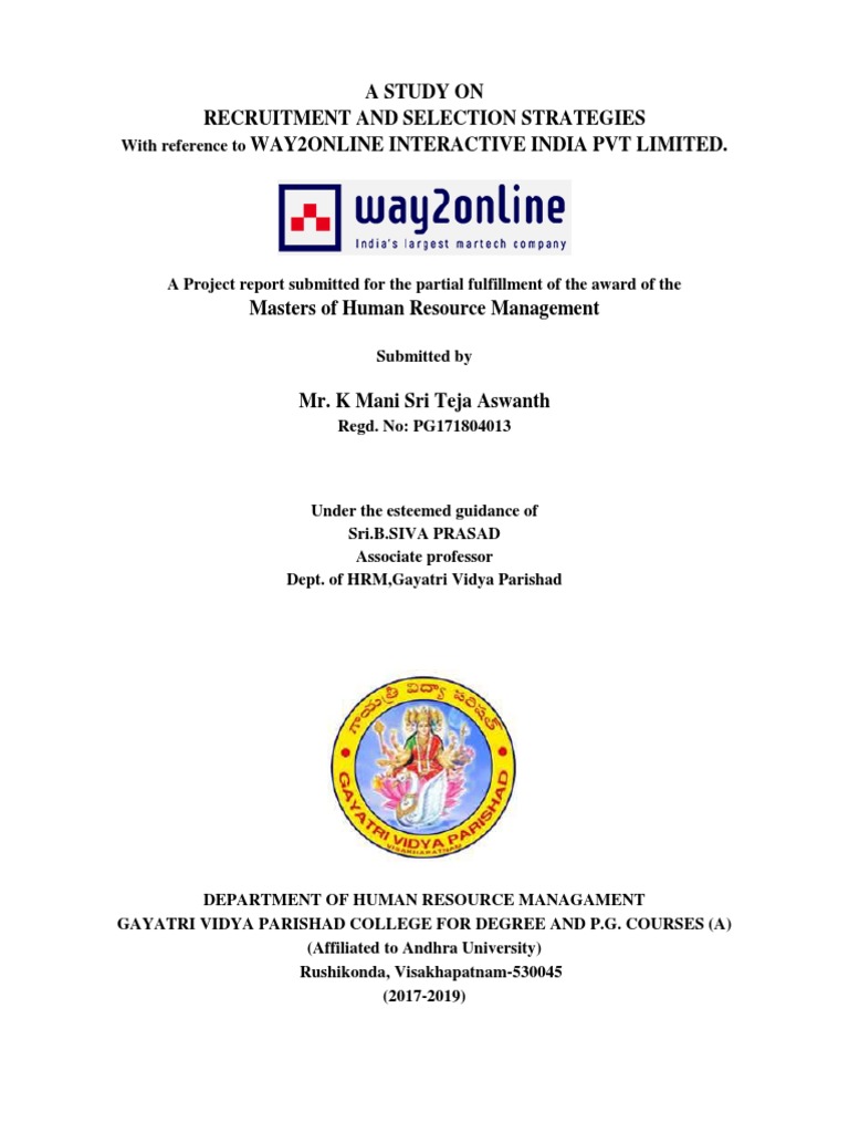 Starting Pages of HR FINAL PROJECT | Human Resource Management