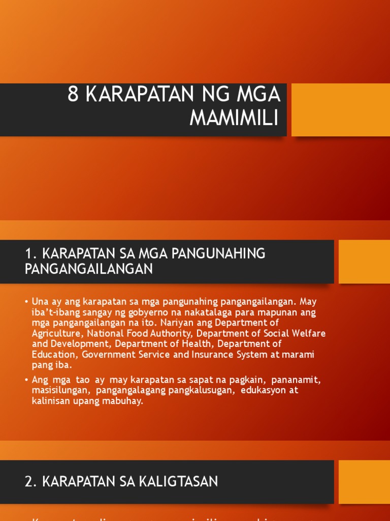 8 Karapatan NG Mga Mamimili | PDF