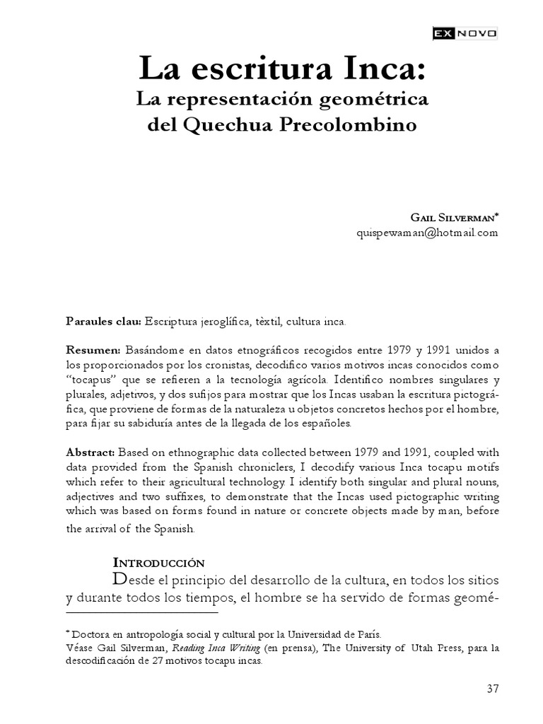 Escritura Inca: Geometría Quechua Precolombina | PDF | Imperio Inca | Perú
