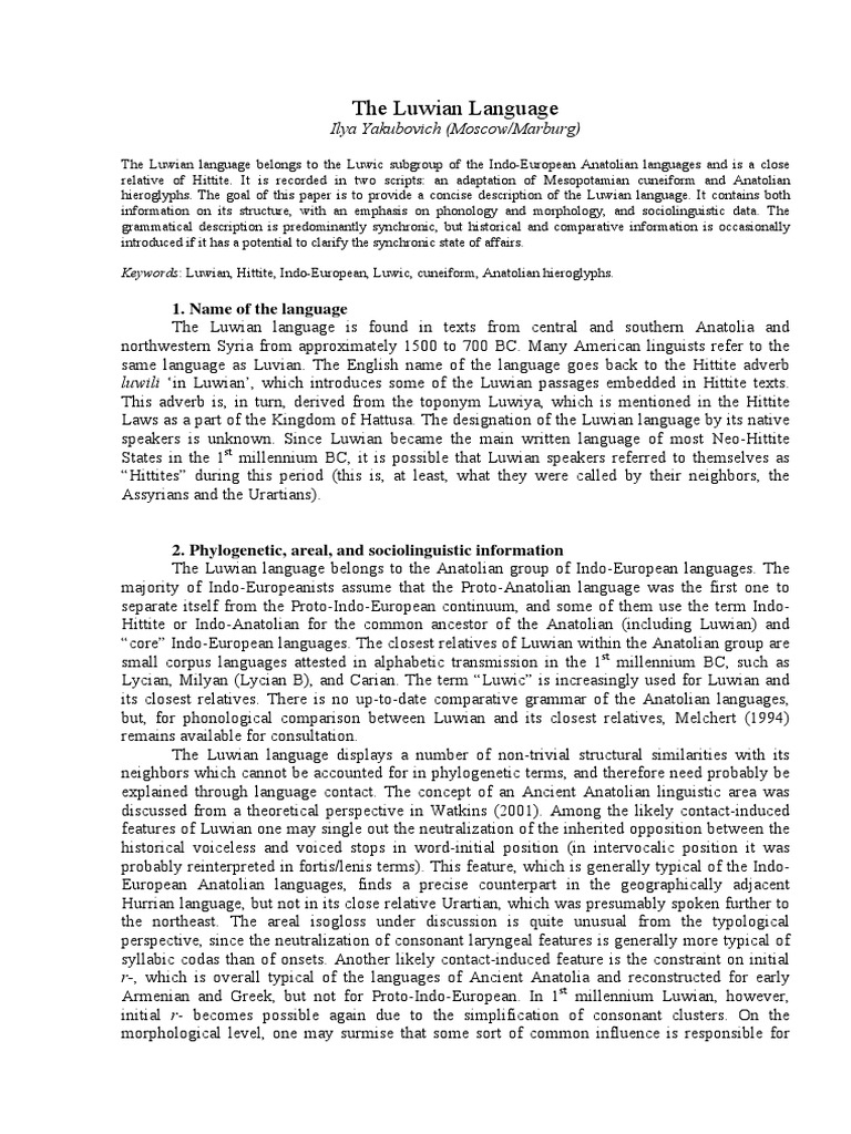 Luwian Language: Structure & History | PDF | Grammatical Number ...