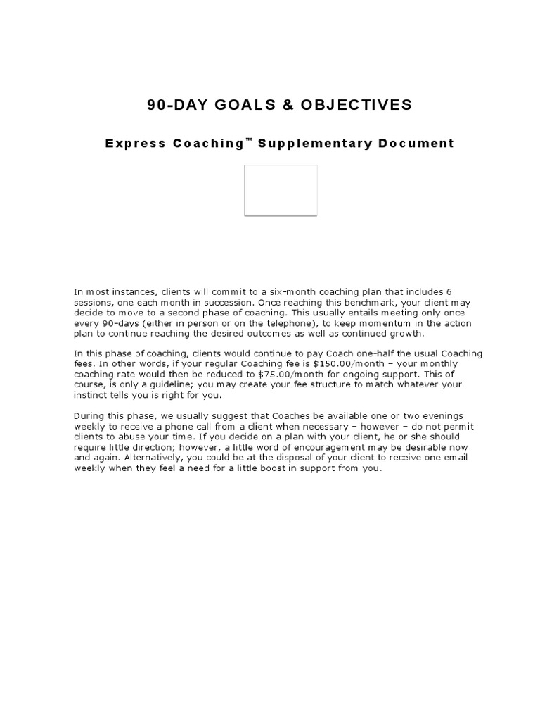 Sample - 90 Day Goals and Objectives | PDF