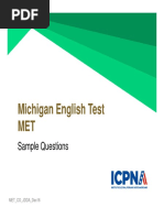 Michigan English Test MET: Sample Questions | PDF | Tests | Test ...