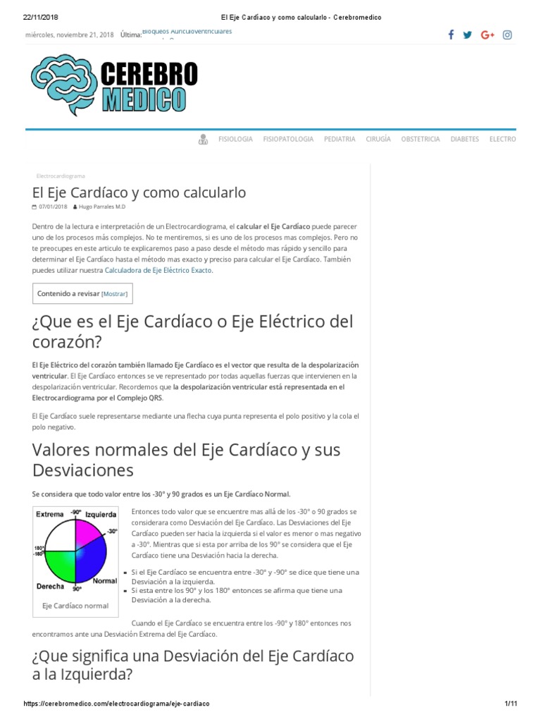Cálculo del Eje Cardíaco en ECG | PDF | Electrocardiografia | Sistema ...
