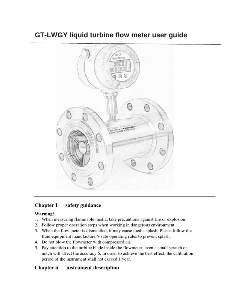 GT-Turbine Flowmeter Manual | PDF | Flow Measurement | Pipe (Fluid ...