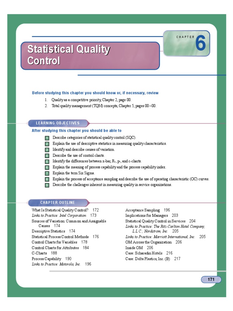 Chapter 6 - Statistical Quality Control PDF | PDF