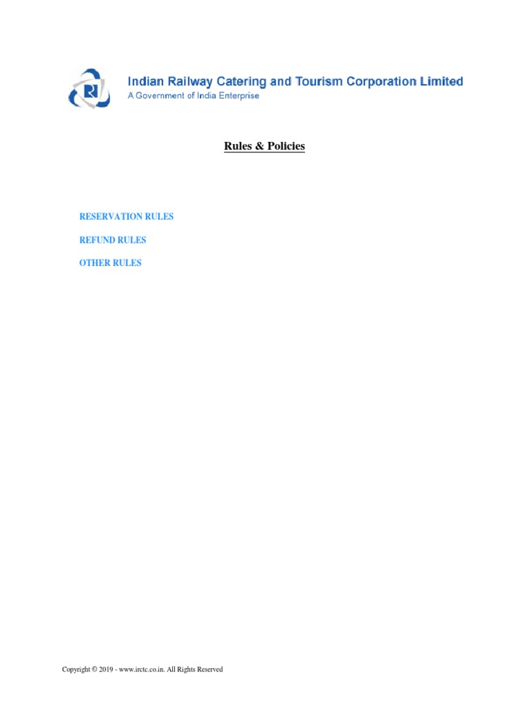 IRCTC Rules | PDF