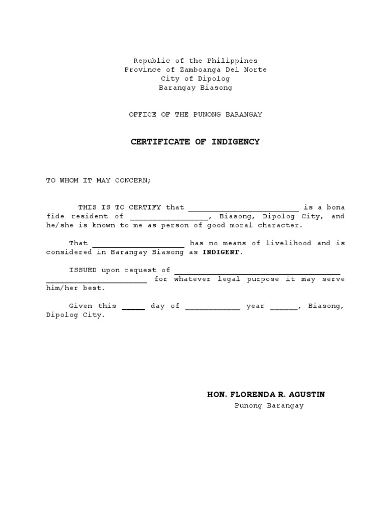 Certification of Business Operations and Income in Barangay Biasong ...