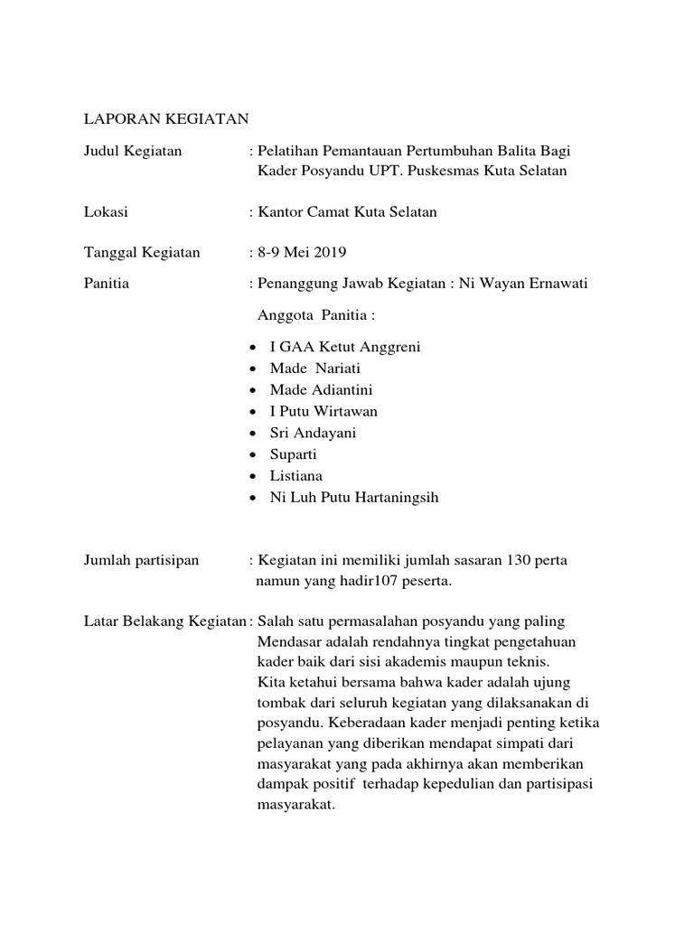 Laporan Kegiatan PSM | PDF | Karier & Perkembangan