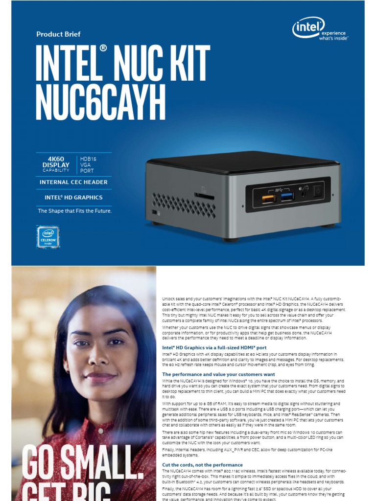 Intel Nuc Kit Nuc6Cayh: Product Brief | PDF | Intel | Hdmi