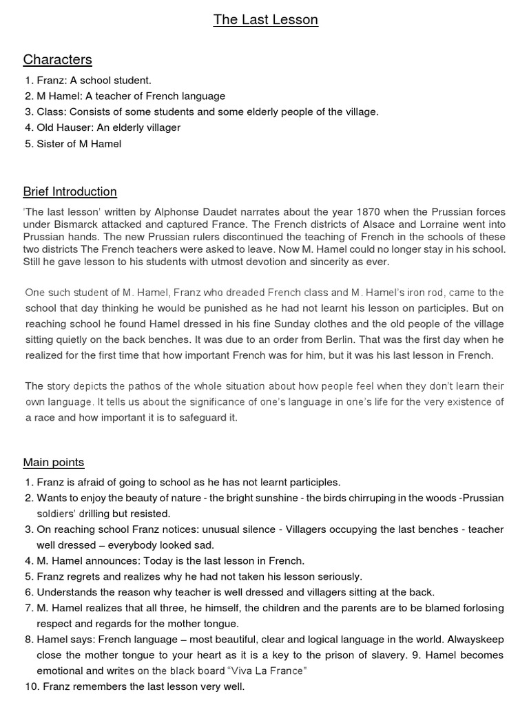 The Last Lesson | PDF | Languages