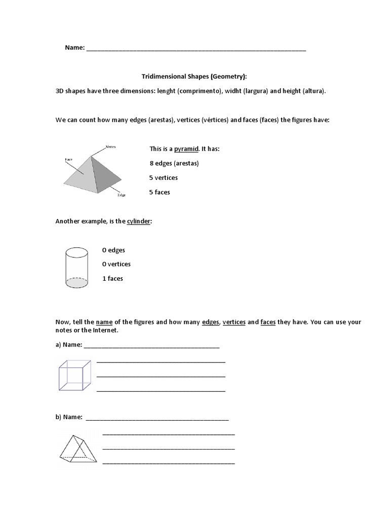 Exercise Tridimensional Shapes | PDF | Topological Spaces | Geometric ...