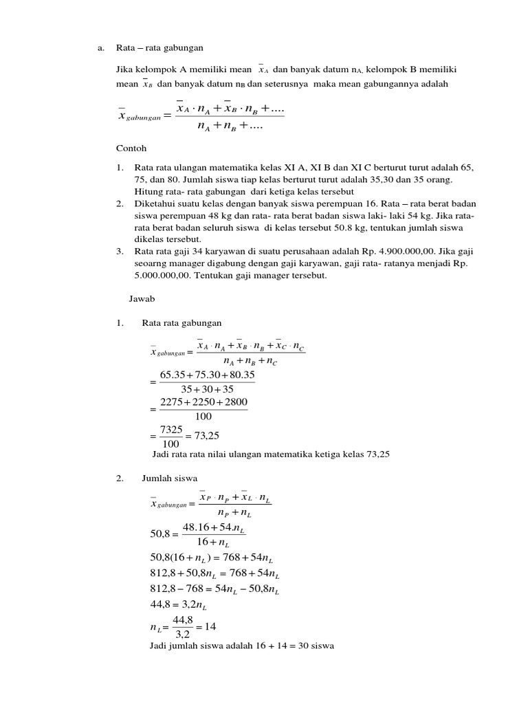 Rata-rata Gabungan Siswa dan Gaji | PDF | Metode & Bahan Ajar | Sains ...
