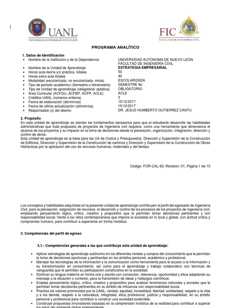 Programa Analitico Ejemplo | PDF | Sustentabilidad | Toma de decisiones