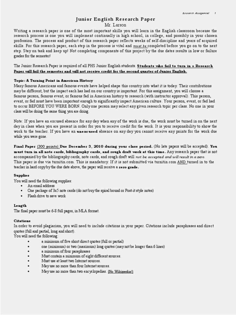 Junior English Research Paper | PDF | Plagiarism | Thesis