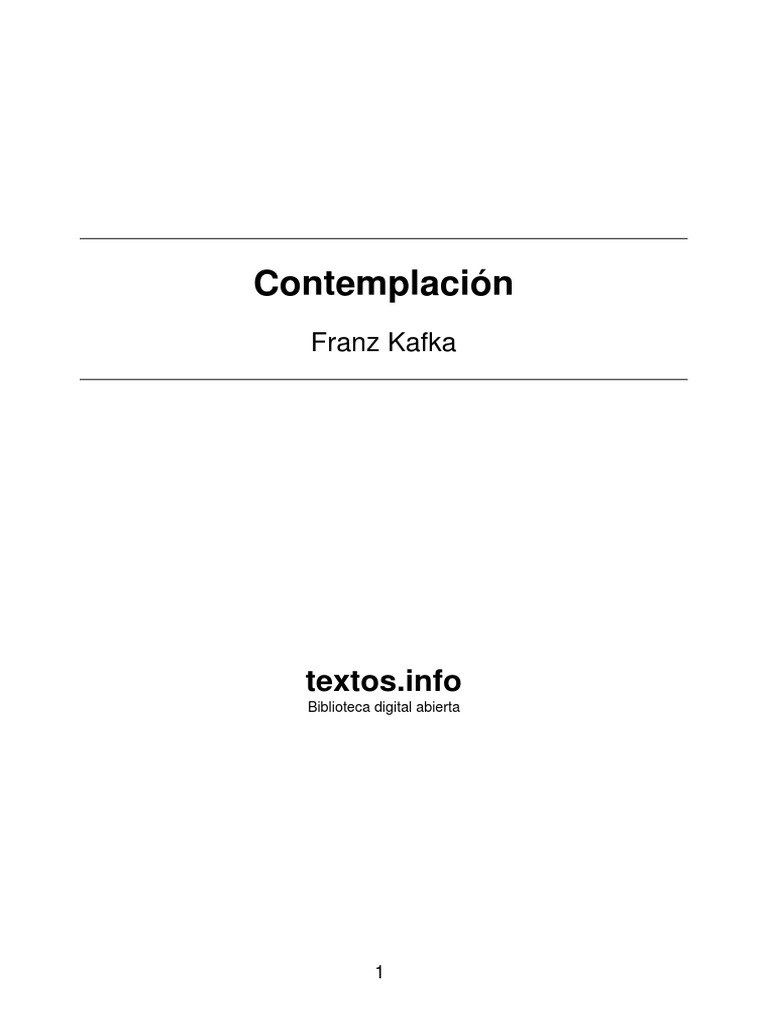 Contemplación de Franz Kafka | PDF | Franz Kafka