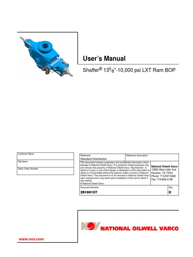 User's Manual: Shaffer 13 "-10,000 Psi LXT Ram BOP | PDF | Door ...