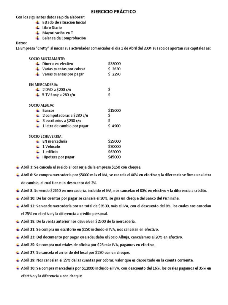 Ejercicios Prácticos de Contabilidad General 2018 | PDF | Cheque | Bancos