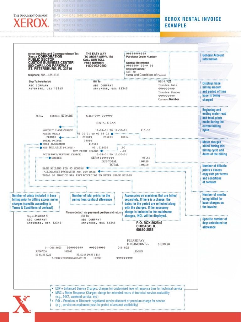 Xerox Rental Invoice Example | PDF | Invoice | Business