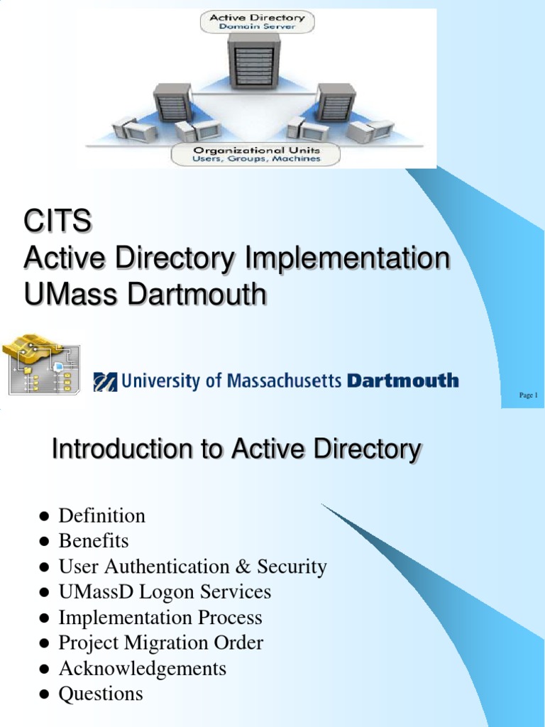Cits Active Directory Implementation Umass Dartmouth | PDF | Password | Active Directory