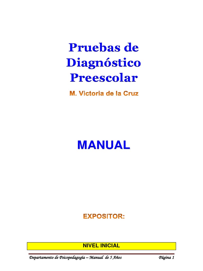 Pruebas de Desarrollo Preescolar | PDF | Educación de la primera ...